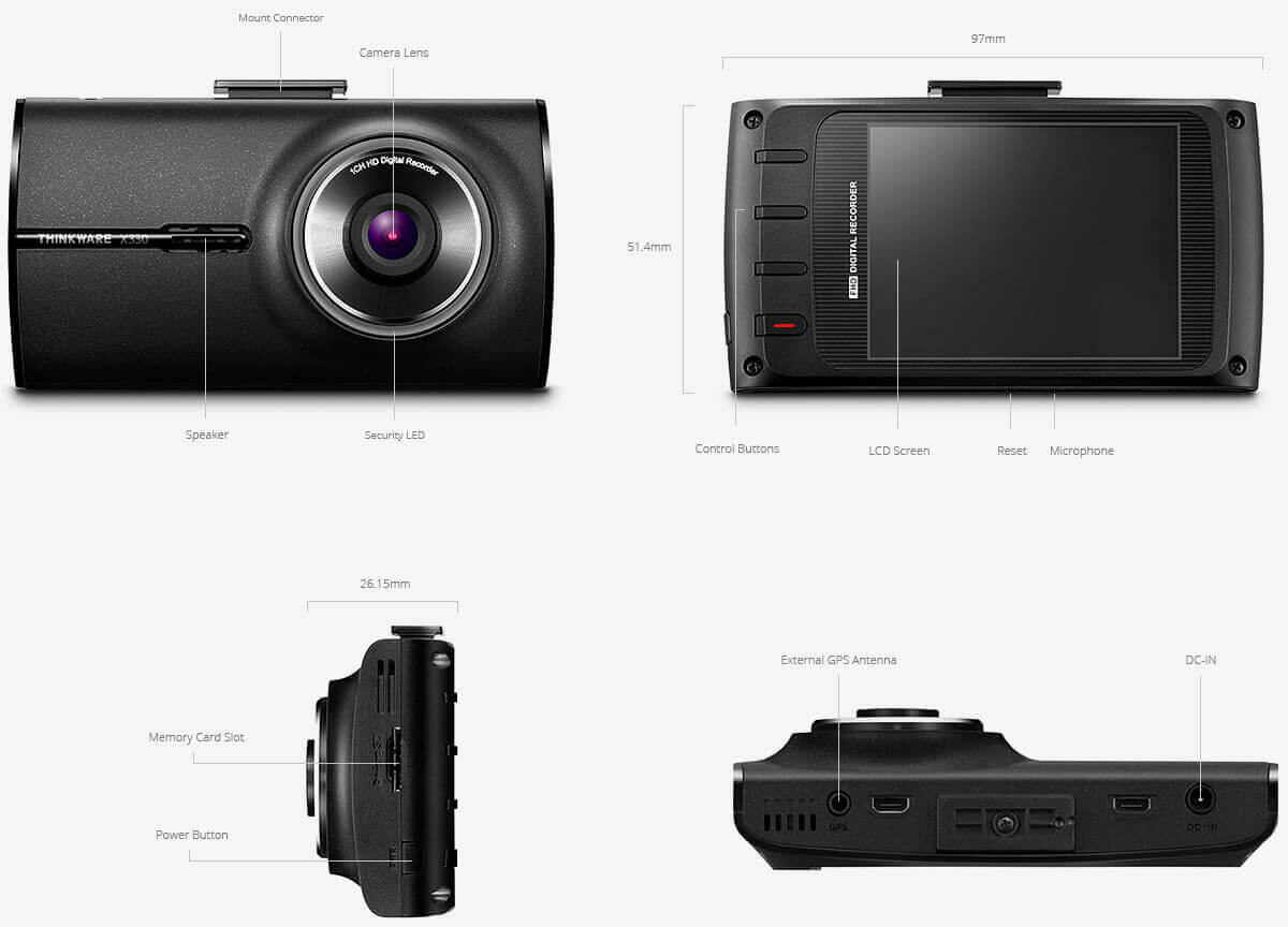 Thinkware X330 32GB GPS 1080P Full HD 2.7 Display Dash Camera